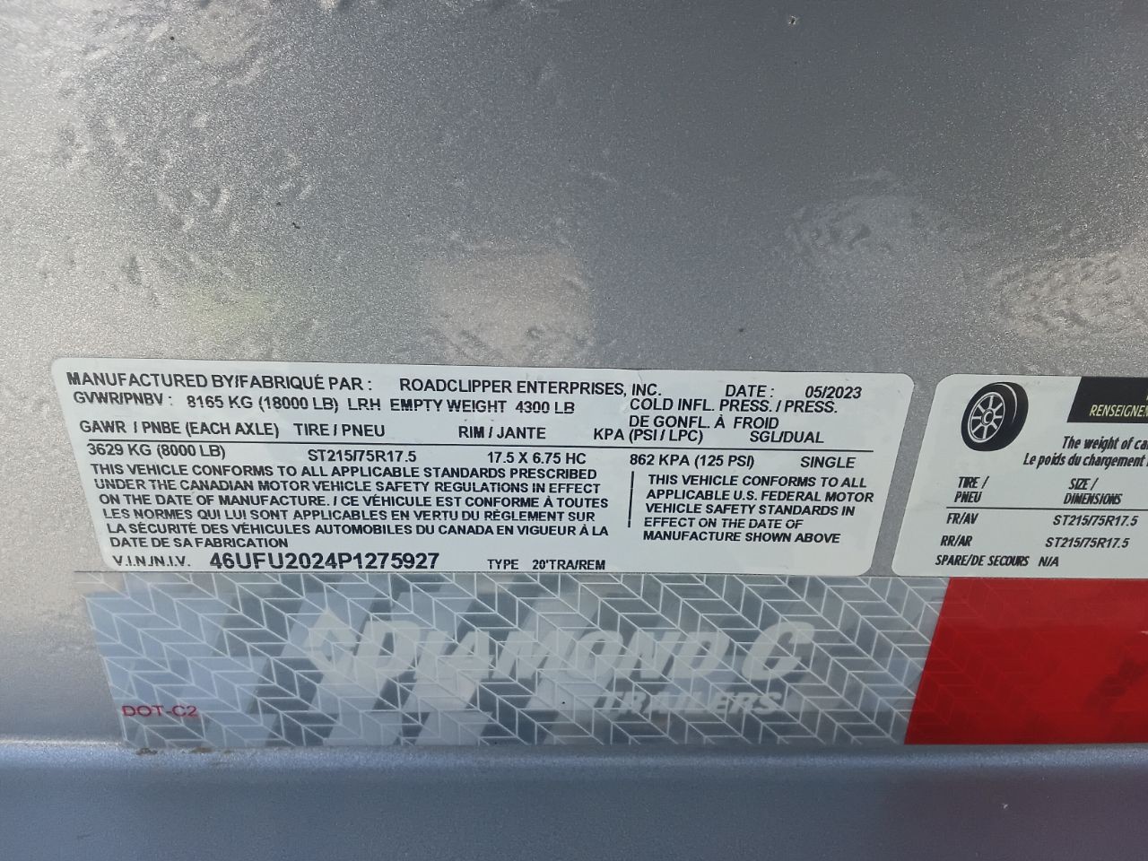 2023 Diamond C LPX 20' 208 Flat Deck Trailer